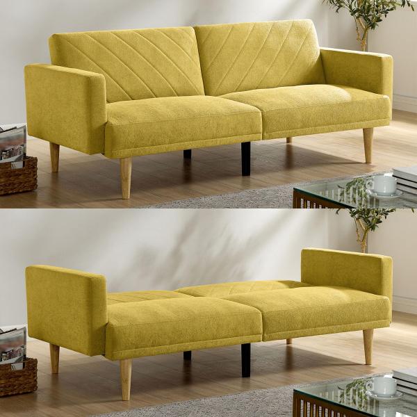 商品名:  HRVEOCEI Comfy Velvet Futon Sofa Bed with Adjustable Backrest, Loveseat Sleeper Sofa Can be Converted Into a Singl...