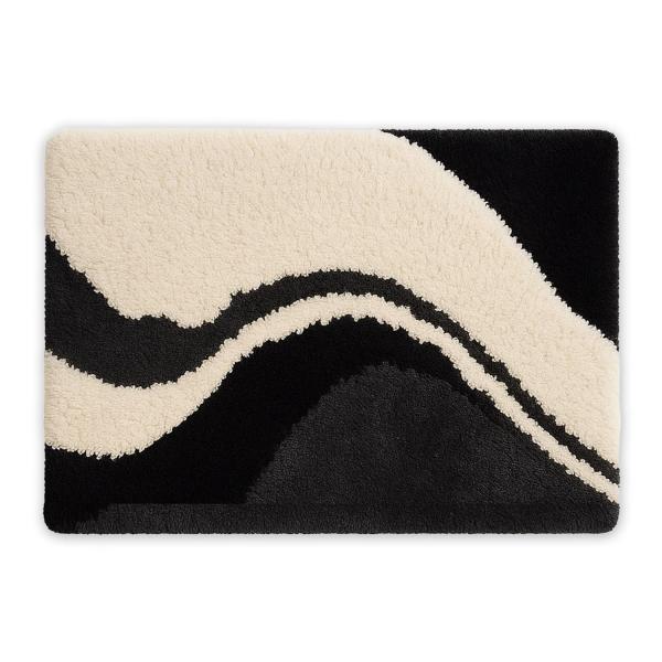 商品名: DoubleKong バスマット 20x30 極厚 ソフト 吸収性 マイクロファイバー バスマット、洗濯機使用可能なラグ、シャワー装飾用、滑り止めフロアカーペット、浴室、浴槽用 (白とグレー) DoubleKong Bath Ru...