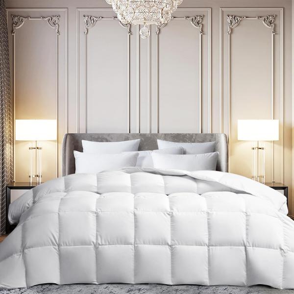 商品名: MARTHA STEWART White Goose Feather Down Fiber Comforter King Size- All Season Duvet Insert, Noiseless Fabric with 6...