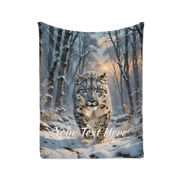 商品名:  CUSPILO Personalized Snow Leopard Throw Blanket, Soft Cozy Valentine's Day Blanket for Couch Sofa Living Room Bedr...