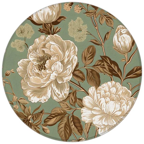 商品名:  Boho Floral Round Rug 3ft,Sage Green Brown Flower Leaf Plant Round Circle Floor Mat for Bedroom Front Porch Entryw...