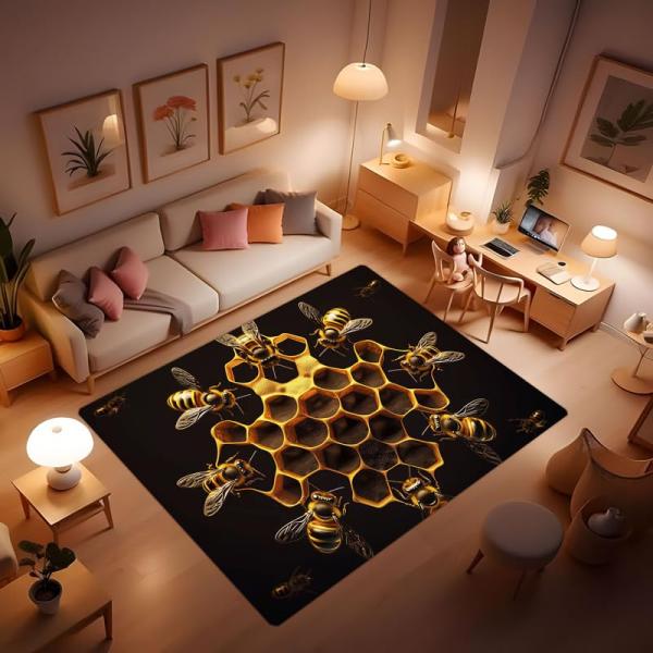 商品名:  Beehive and bee Home Decoration Carpet, Bees Store Delicious Food for The hive. Soft and Comfortable, Suitable for...