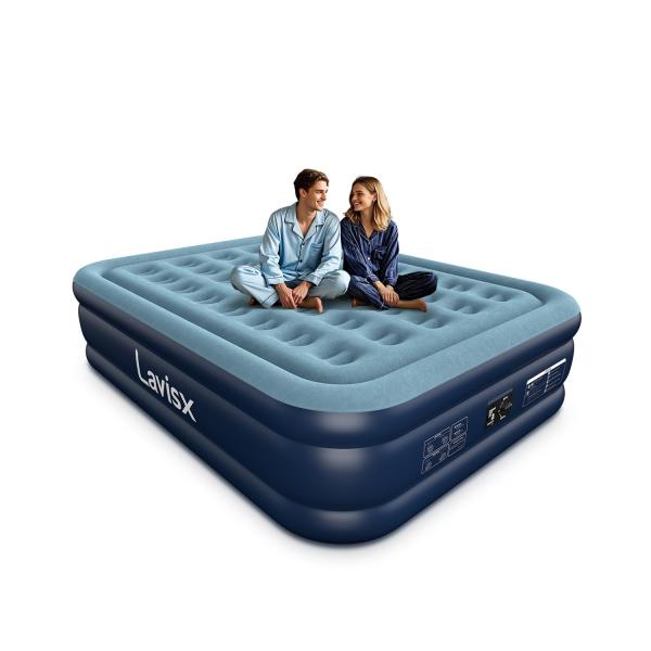 商品名: Lavisx (ラビックス) クイーンエアマットレス ポンプ内蔵 18インチ ブローアップマットレス 浮き上がったエアベッド 3分 クイックセルフインフレータブル 収納バッグ付き 来客用 自宅用 Lavisx Queen Air ...