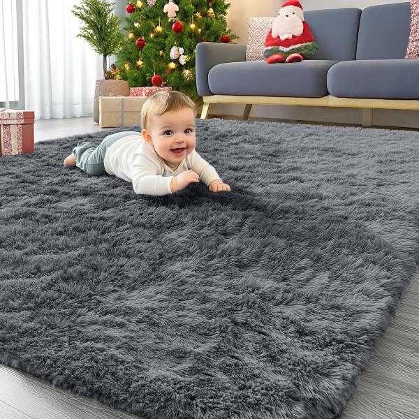 商品名:  OLANLY Area Rugs for Living Room Bedroom, Machine Washable 4x5.9 ft Soft Fluffy Shaggy Bedside Rug, Indoor Floor C...