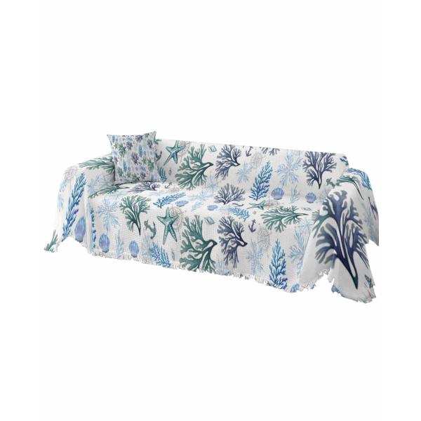 商品名:  Nautical Corals Blue Sage Sofa Covers for 3 Cushion, Washable Couch Cover for Sectional Sofa Slipcovers with Tasse...