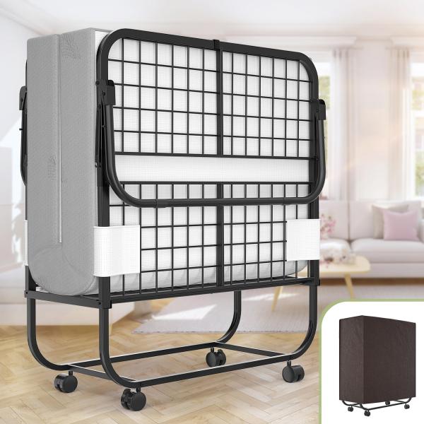 商品名: ユニキト ベッド 低反発 メタルフレーム カバー付き 96.52cm Unikito Twin Folding Bed with Mattress, 75" x 38" Folded Bed, Portable Rollaway ...