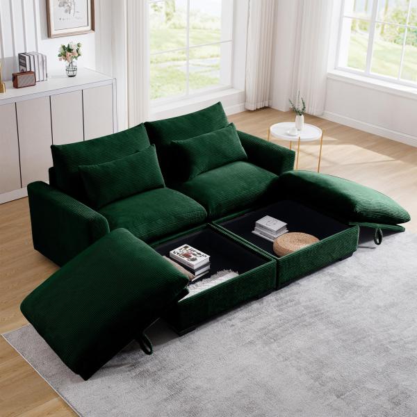 商品名:  JURMALYN 86.6'' Corduroy Sectional Sofa with Chaise Lounge, Luxury Sofa Bed Lazy Sofa Loveseat Sofa with Ottoman S...
