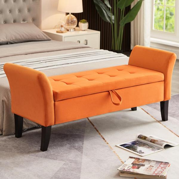 商品名:  yunqishi 51.5” Deluxe Velvet Storage Bed Bench with Hidden Storage, End of Bed Bench, Contemporary Bedroom Furnitu...