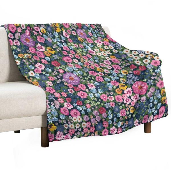 商品名:  Floral Throw Blanket, Cartoon Abstract Wildflower Nature Plant Colorful Floral All Seasons Blanket for Bed Sofa, S...