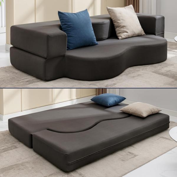 商品名:  BALUS Futon Sofa Bed, Faux Leather Convertible Floor Sofa Bed with Memory Foam, Foldable Folding Couch Beds for Li...