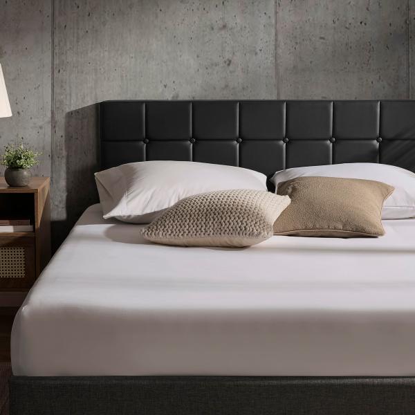 商品名: Hearth &amp; Harbor ツインヘッドボードのみ、ボタンタフテッドヘッドボード、布張りのベッドヘッドボード、壁掛け、高さ調節可能34インチ~42インチ、モダンヘッドボードツインサイズ、ブラック Hearth &amp...