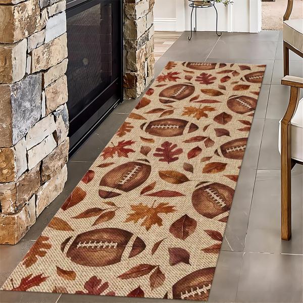 商品名:  Football Rugby Living Room Rug, 2x7ft, Vintage Maple Leaf Entryway Carpets, Cozy Soft Home Decor Kids Rugs, Foldab...