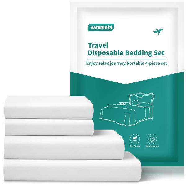 商品名:  vammots Disposable Bed Sheets for Hotel, King Size Travel Disposable Bedding Set,Disposable Duvet/Comforter Cover,...