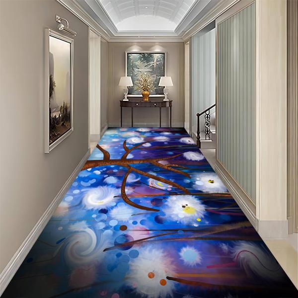 商品名:  USHIRUG Abstract Runner Rug, 2x6ft, Fantasy Trees Watercolor Graffiti Blue Hallway Kitchen Mat, Entrance Washable ...