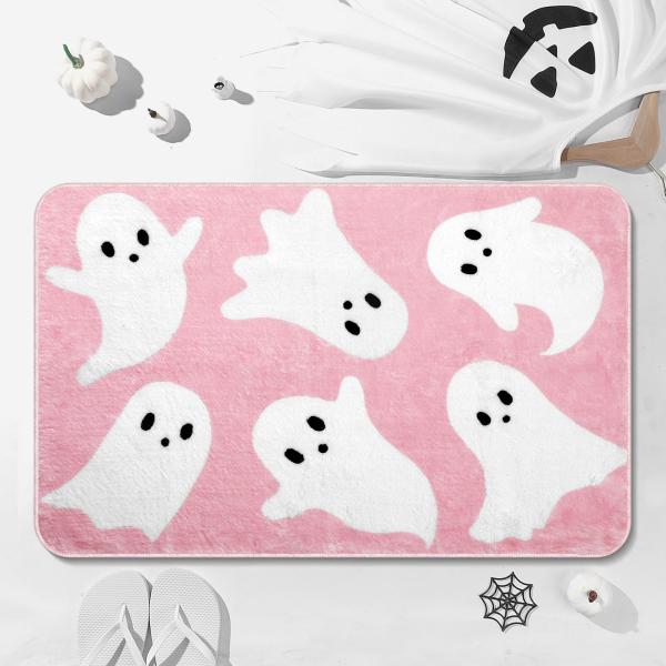 商品名: Tinideya ハロウィン ゴースト バスルーム ラグ かわいい 不気味なハロウィーン バスルーム 装飾 ノンスリップ ハロウィン バスマット 洗濯機洗い可能 ゴーストシャワー フロアマット ハロウィンラグ バスルームホームデコ...