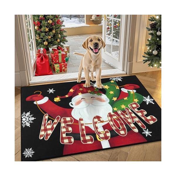 商品名: Ileading クリスマスドアマット 81.3 cmx121.9 cm、クリスマスドアマット 屋内 屋外 洗濯可能 ノンスリップ ウェルカムマット 玄関用 サンタクロース 玄関マット ロープロファイルフロア カーペット クリスマ...