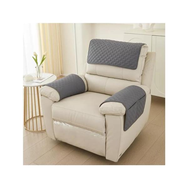 商品名: HEAVYSEVEN リクライニングヘッドレストプロテクター リクライニングヘッドレストカバー ソファ用アームレストカバー サイドポケット付き ストラップ 椅子アームヘッドレストカバー(グレー シングルシート 3個) HEAVYS...