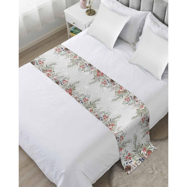 商品名:  DecorLovee Christmas Bed Runners for Queen Size Bed, Decorative Bed Throws for Foot of Bed, Xmas Botanical Berry P...