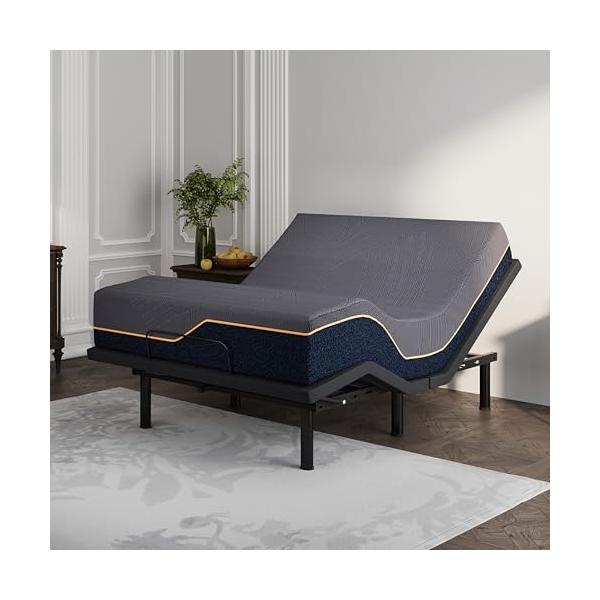 商品名: Dyonery フルアジャスタブルベッドフレーム マットレス付き 14インチ 銅ゲルメモリーフォームマットレス 頭と足の傾斜 750ポンド 強力な静音モーター 5分間の工具不要の組み立て Dyonery Full Adjustab...