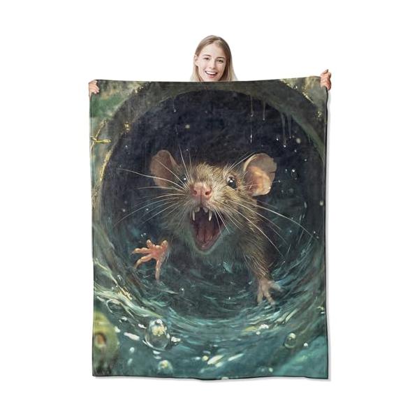 商品名:  CUEBOS Realistic Rat Flannel Throw Blanket 60x80 Inch, Dramatic Mouse in Dark Sewer Blankets Soft Cozy Fleece Thro...