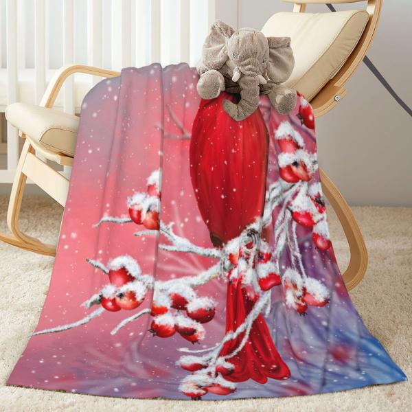 商品名: Duduho レッドカーディナルバード雪背景ベッドブランケット ウルトラソフト スローブランケット オールシーズン 暖かい 軽量 快適 プラッシュブランケット 自宅/寝室/ソファ/椅子/旅行用 50インチ×40インチ Duduho...