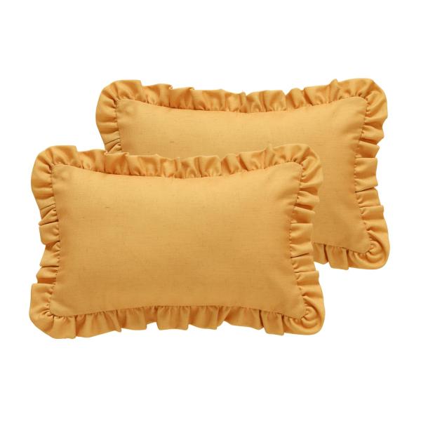 商品名: ISAENNE 2ピース クラシック イエロー 腰椎 スロー 枕カバー 30.5 cm x 50.8 cm、無地 ファームハウス リネン コットン 装飾 枕カバー フリル付き、頑丈な長方形スローピローケース ソファ ベッド リビン...