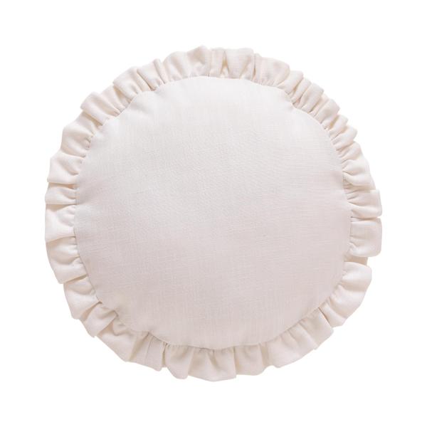 商品名: ISAENNE クラシックホワイトラウンドスローピローカバー 直径40.64cm、ソリッドカラーコテージリネンコットン装飾ピローカバー、フリル付き、頑丈なスローピローケース ソファベッド、リビングルーム用 ISAENNE Clas...