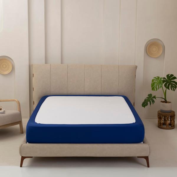 商品名: ストレッチボックススプリングカバークイーンサイズ - ジャージーニット&amp;ストレッチラップアラウンド4サイドベッドスカートホテル&amp;ホーム用、しわ&amp;色あせ防止クイーンサイズベッド、デニムブルー Stretchy...