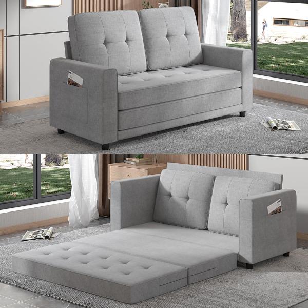 商品名:  ZAFLY Modern 3-in-1 Convertible Sofa Bed, 84 Inch Tri-Fold Multi-Function Floor Sofa, Space-Saving Futon Couch Bed...