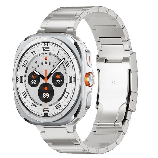 商品名: LDFAS Galaxy Watch 7 Ultra用バンド 47mm チタンメタル交換用ストラップ 男女兼用 ダブルボタンクラスプ付き Samsung Galaxy Watch Ultraバンド対応 シルバー, チタン, 宝石な...