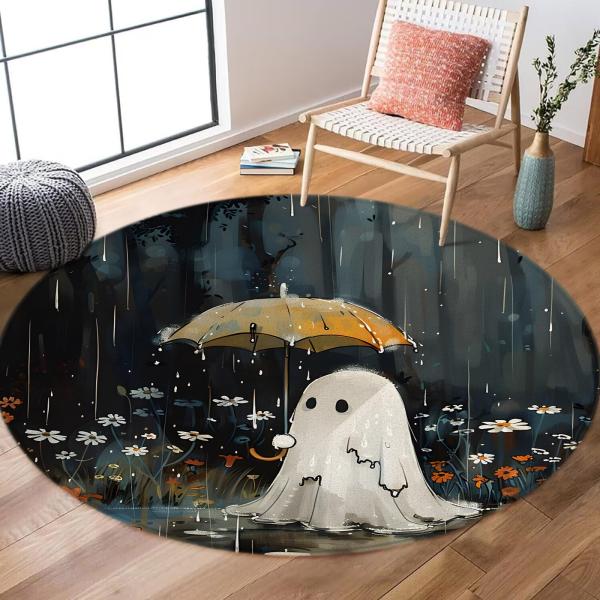 商品名:  Halloween Round Area Rug 3ft,Cute Ghost Spooky Floral Forest Gothic Black White Circle Floor Mat for Bedroom Front...