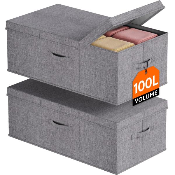 商品名: Lifewit (ライフウィット) ベッド下ストレージコンテナ 高さ11.8インチ ベッド下衣類ストレージオーガナイザーボックス 頑丈な側壁付き 底 3つの蓋 衣類/靴/毛布/枕用の深い収納引き出し 2個パック Lifewit 1...