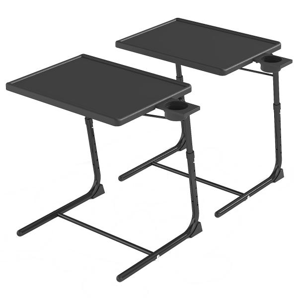 商品名: IWDOO (アイドゥー) テレビトレイテーブル 調節可能なテレビディナーテーブル ソファでの食事に カップホルダー付き 折りたたみテーブル 高さ6段階&amp;傾斜角度3段階調整 快適なノートパソコンスタンド ベッド&amp;ソ...