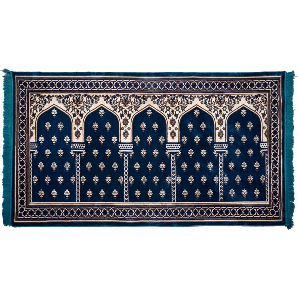 商品名: Modefa トルコ イスラム祈り ラグ - 家族やモスクのための複数人用 Janamaz Sajada - 大きな集まり&amp;グループ祈りのカーペット - ワイドベルベット祈りマット(5人用ブルー) Modefa Turki...