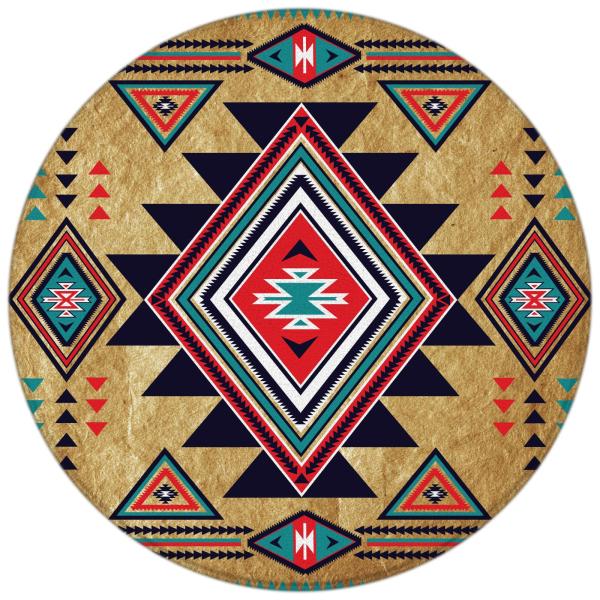 商品名:  Western Boho Round Area Rug 3ft,Aztec Abstract Geometric Tribal Native Brown Circle Floor Mat for Bedroom Front Po...