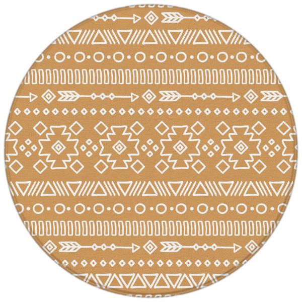 商品名:  Western Boho Round Area Rug 3ft,Aztec Abstract Geometric Tribal Native Yellow White Circle Floor Mat for Bedroom F...