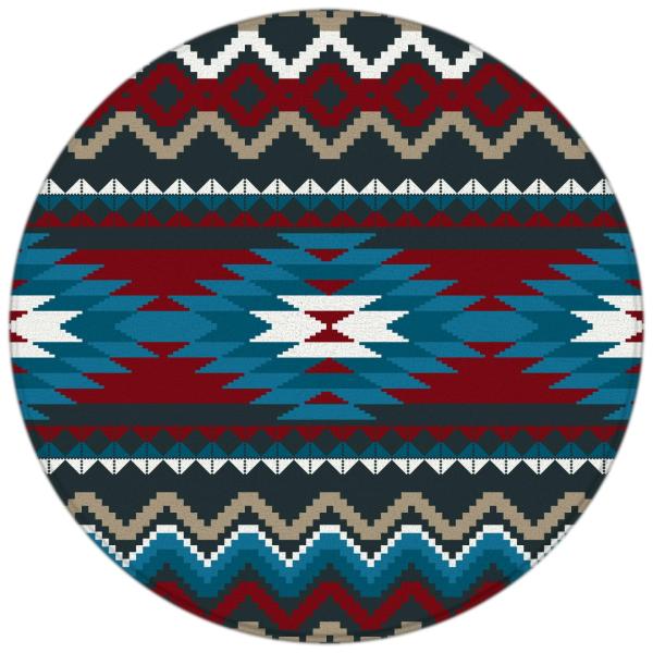 商品名:  Western Boho Round Area Rug 3ft,Aztec Abstract Geometric Tribal Native Red Blue Circle Floor Mat for Bedroom Front...