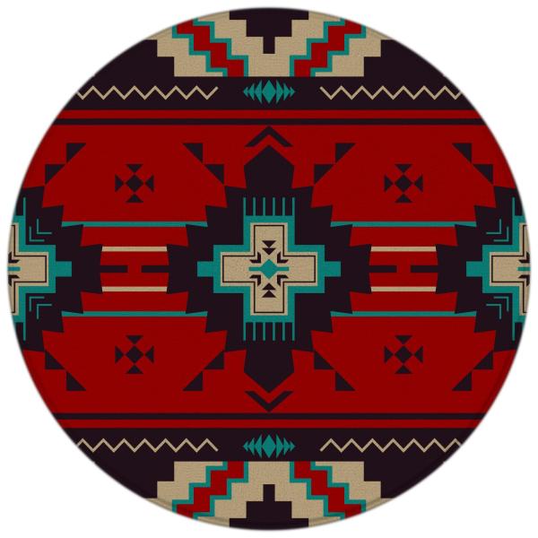 商品名:  Western Boho Round Area Rug 3ft,Aztec Abstract Geometric Tribal Native Red Black Circle Floor Mat for Bedroom Fron...