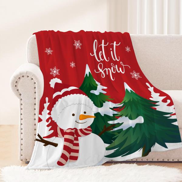 商品名:  Neatee Living Christmas Throw Blanket Red Christmas Tree Snowman Blanket Xmas Winter Blanket Couch Sofa Bed Lap So...