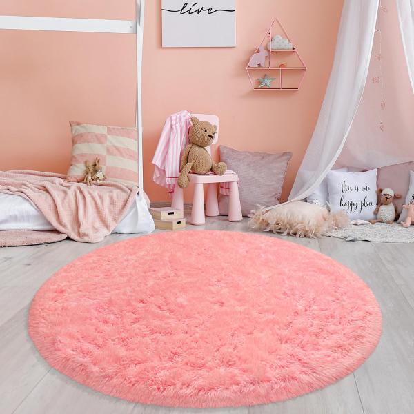 商品名:  Fixseed Pink Flully Round Rugs for Bedroom,3 ft Circle Area Rugs for Living Room, Fluffy and Soft Carpet for Teens...