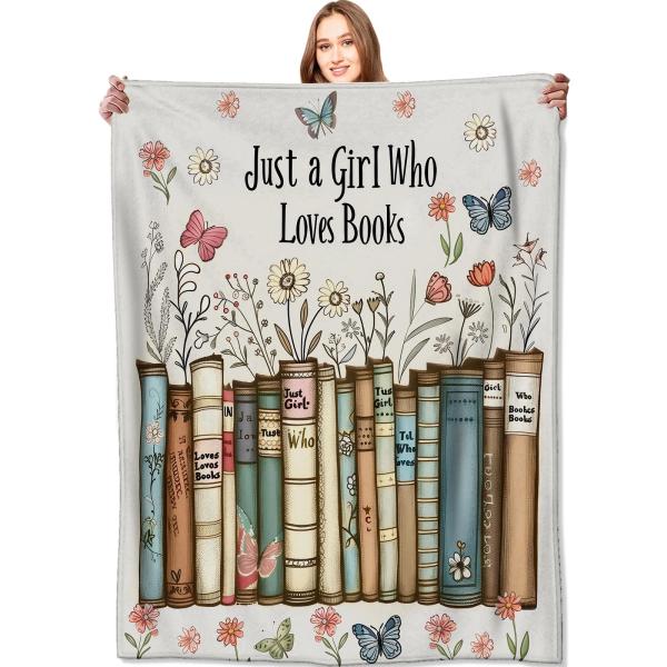商品名: VODRM Just a Girl Who Loves Books ブランケットリーダー 花柄と蝶 スローブランケット、子供、女の子、女性への誕生日プレゼント、軽量ソフトフリース、本好き、ソファ、ソファ、ベッドルームの装飾 50x...