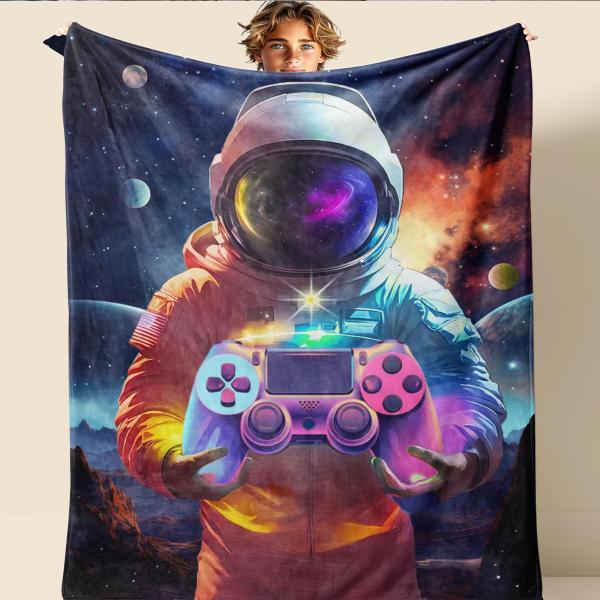 商品名: jvycjlu ゲームコントローラー宇宙飛行士スローブランケット、男の子、女の子向けゲームブランケット、男の子向けゲームブランケット 子供、ティーン、息子、夫、男性、ボーイフレンド、ソファ、ベッドルーム 40×50 jvycjlu...