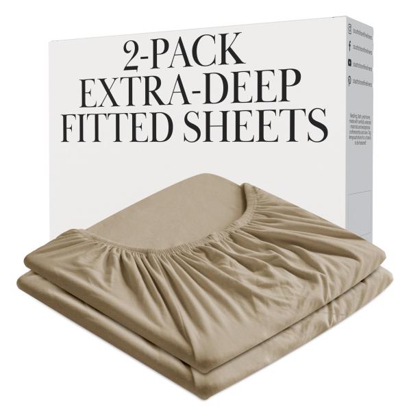 商品名: Southshore Fine Living, Inc. 2パックディープポケットボックスシーツ、フルベッド、53.32cm深さフルボックスシーツのみ、トッパーとディープマットレスにフィットする、2パック、トープ Southsho...