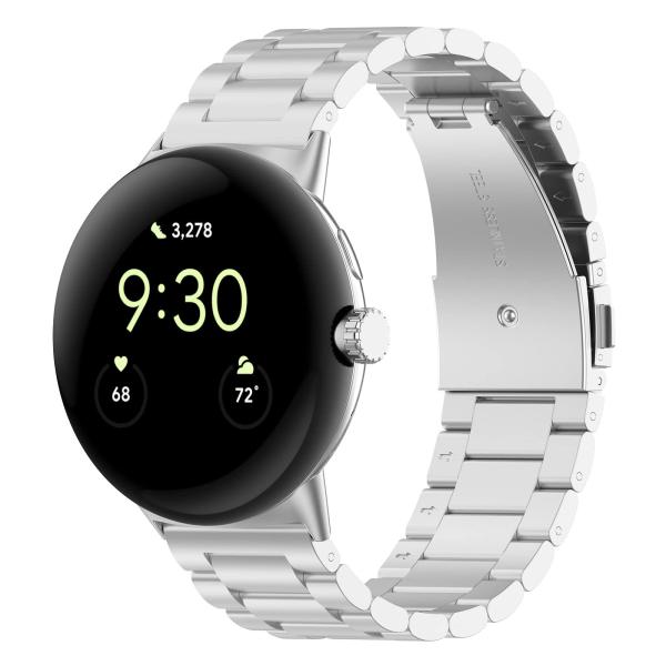 商品名: Turnwin メタルストラップ Google Pixel Watch 3 45mm ステンレススチール交換用腕時計バンド ブレスレットリストバンド Google Pixel Watch 3 45mmスマートウォッチ用 (シルバー...