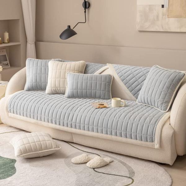 商品名:  Dfcdcoo Couch Cover,Sofa Cover Sectional Couch Covers,Plaid Quilted Suede Sofa Cover, Super Soft Non Slip Sectiona...