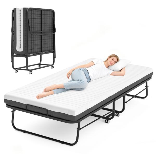 商品名: MOLKEI 折りたたみベッド 低反発マットレス付き 75インチ x 31インチ 折りたたみ式ゲストベッド 大人用 省スペース ポータブルコットサイズ メタルフレーム 折りたたみ式ベッド マットレス付き MOLKEI Foldin...