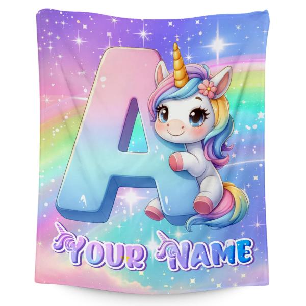 商品名:  Personalized Blankets for Girls - Unicorn Blanket Gifts for Kids - Custom Throw with Name for Unicorn Lovers - 50"...