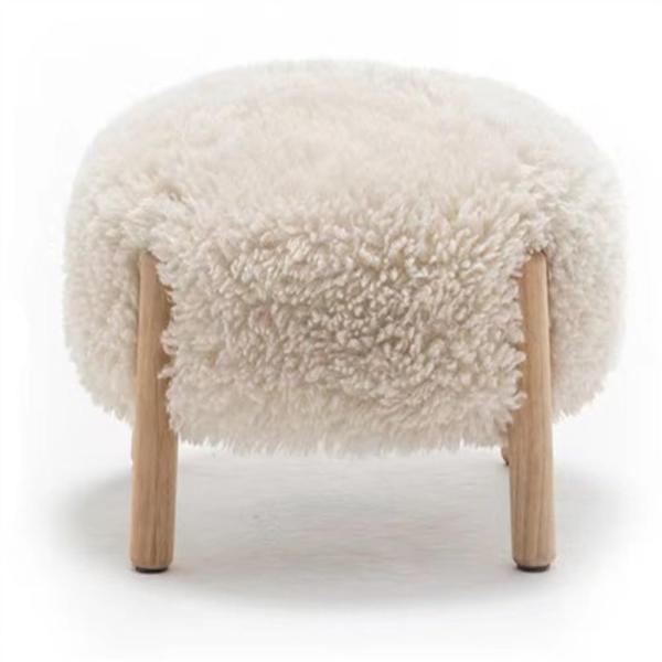 商品名:  YUAFVSI Solid Wood Simple Round Ottoman with Cushion, Cute Sofa Stool with Non-Slip Design, Versatile Footstool fo...