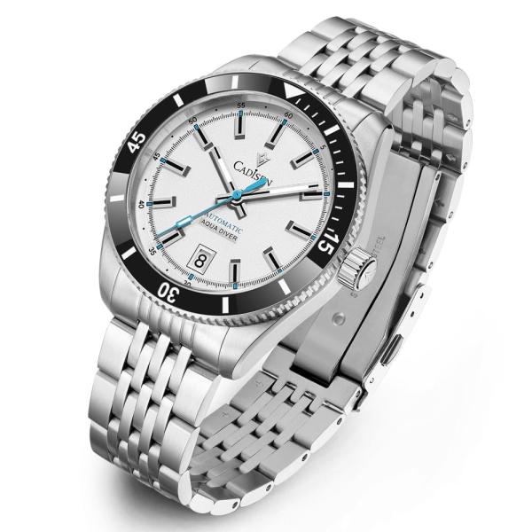 商品名: CADISEN メンズ 自動 NH35A 機械式腕時計 ステンレススチールバンド 100M 防水 カジュアルウォッチ 男性用, ホワイト, ブレスレット CADISEN Men’s Automatic NH35A Mechanic...