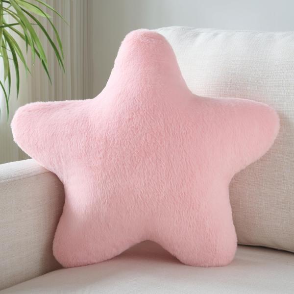 商品名: Mepherl Star 装飾用クッション ソフトスター型クッション 人工ウサギの毛皮付き装飾スローピロー かわいいフラシ天のフロアクッション枕 ベッド/ソファ/カウチ用美的スローピロー(ピンク、15インチ) Mepherl St...